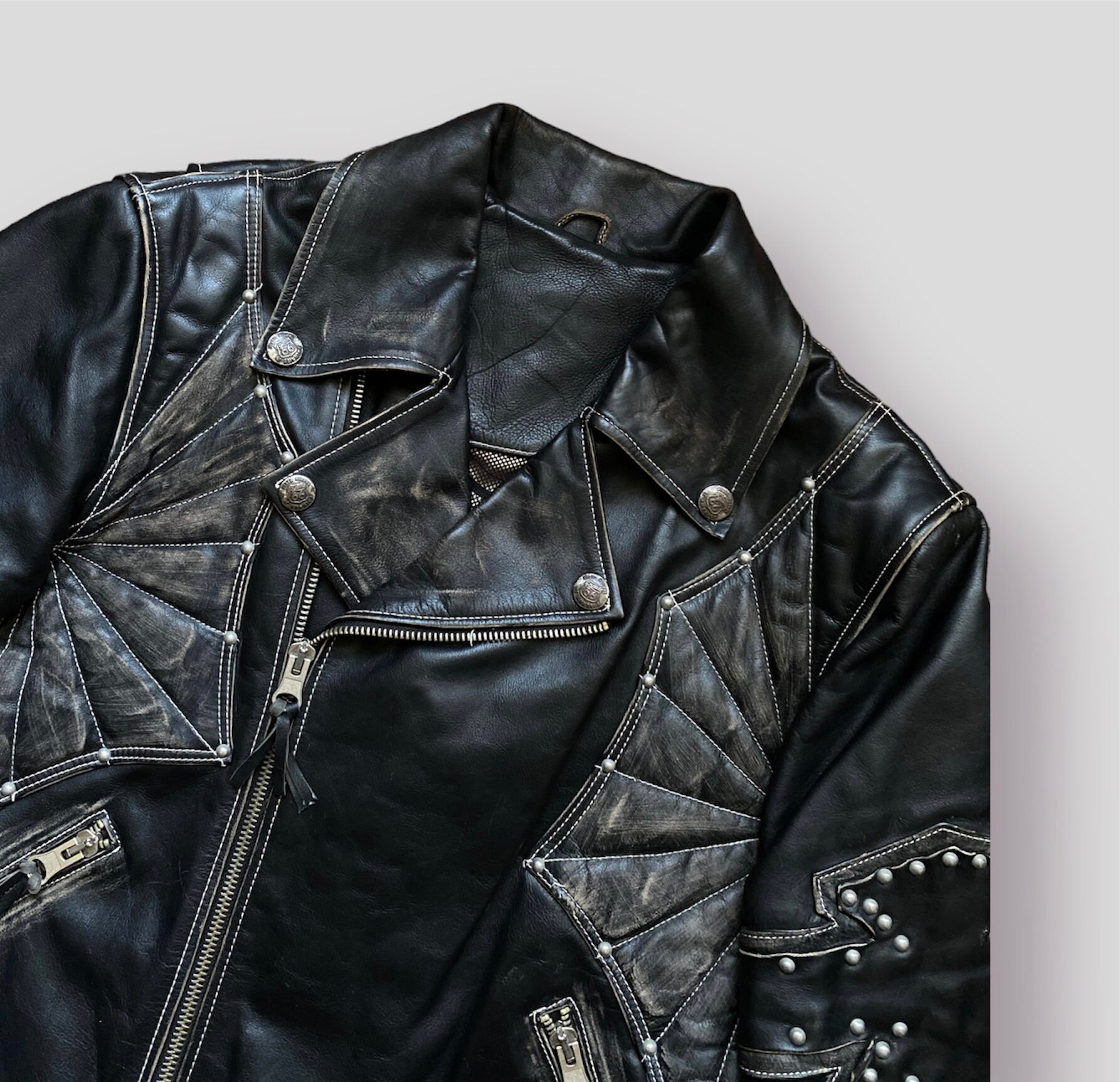 Distressed Motorcycle Leather Biker Vampire Jacket. Route 66 Jacket for ...