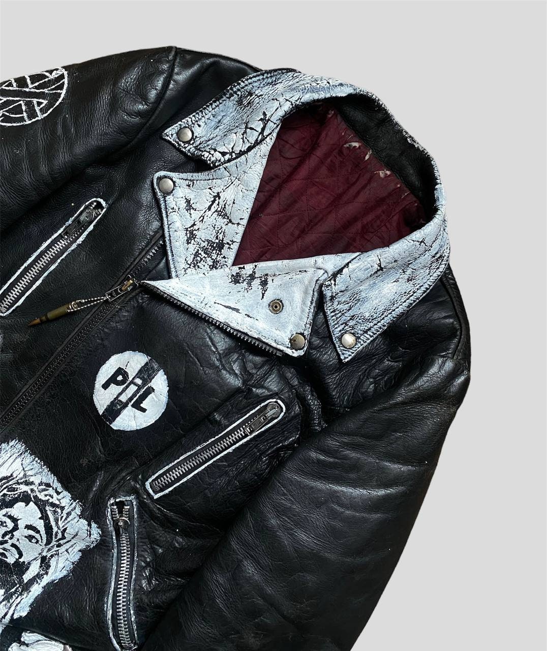 True Punk Customised Vintage Leather Jacket Wolf Leathers Hand-painted ...