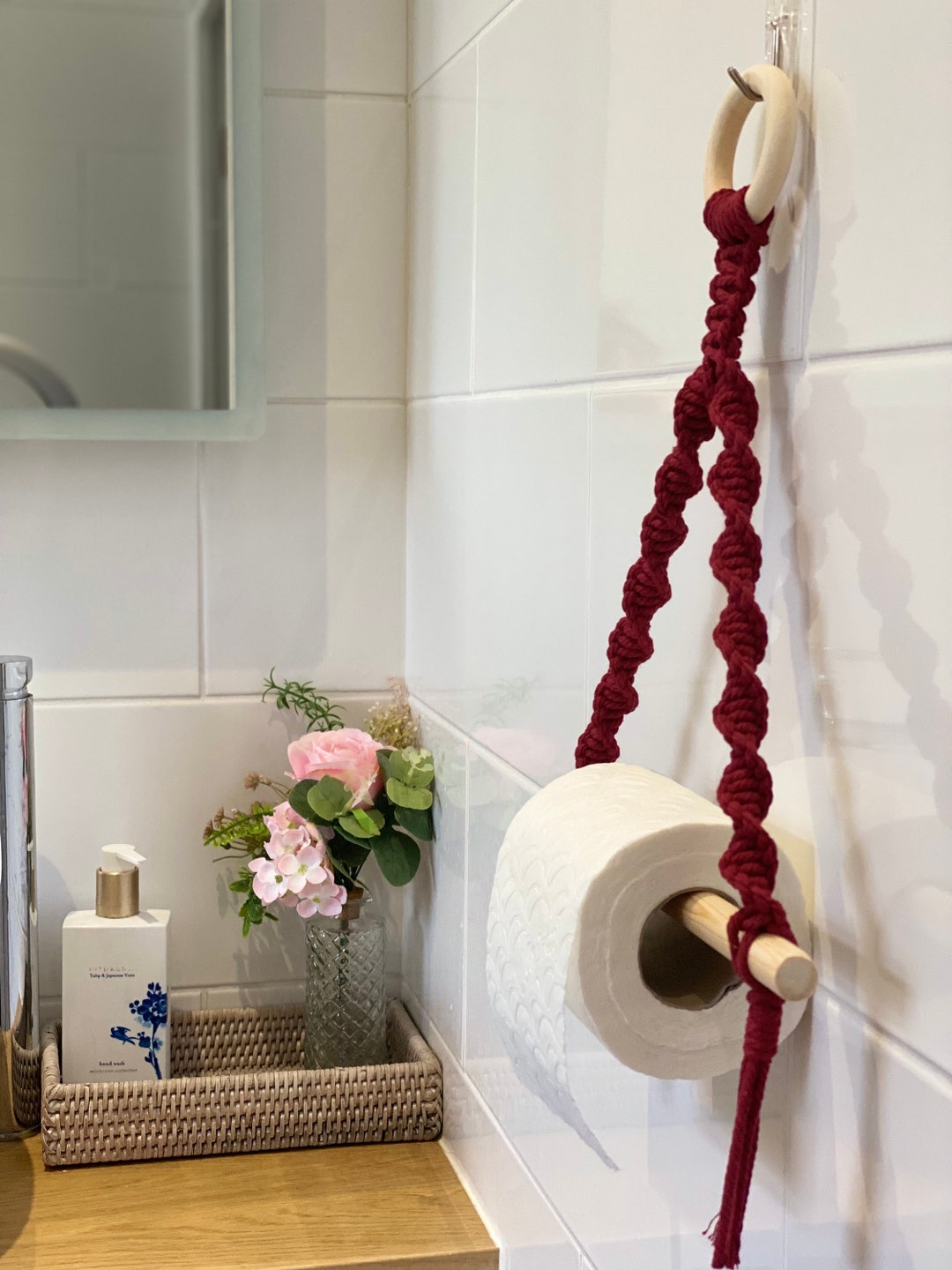 Burgundy Toilet Roll Holder Wall Mounted, Stylish Red Wine Bathroom ...
