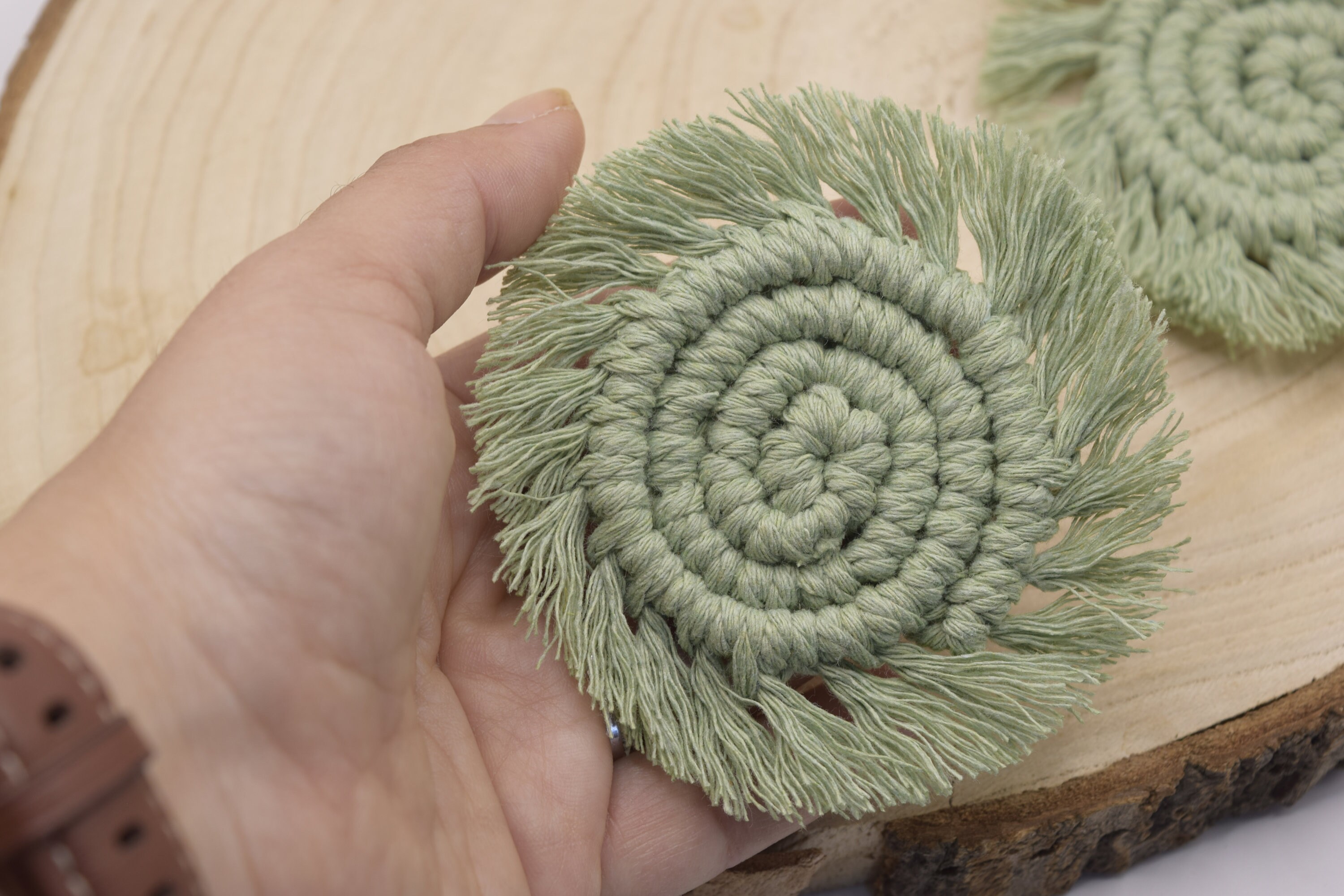 Macrame Car Coasters Set of 2 Sage Green Car Decorations - Etsy UK