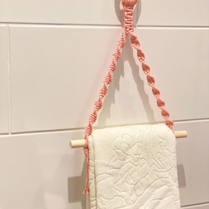 Pink Kitchen Roll Holder Wall Mounted, Boho Tea Towel Hanger, Macrame ...
