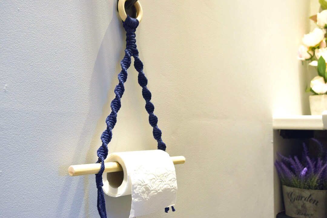 Indigo Blue Toilet Roll Holder Wall Mounted, Farmhouse Navy Tissue Rack ...