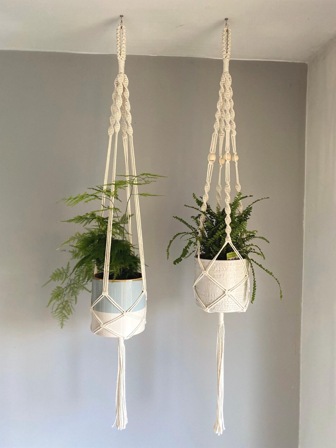 Macrame Ceiling Plant Hanger Indoor, Hanging Wall Planter, Macrame Wall ...