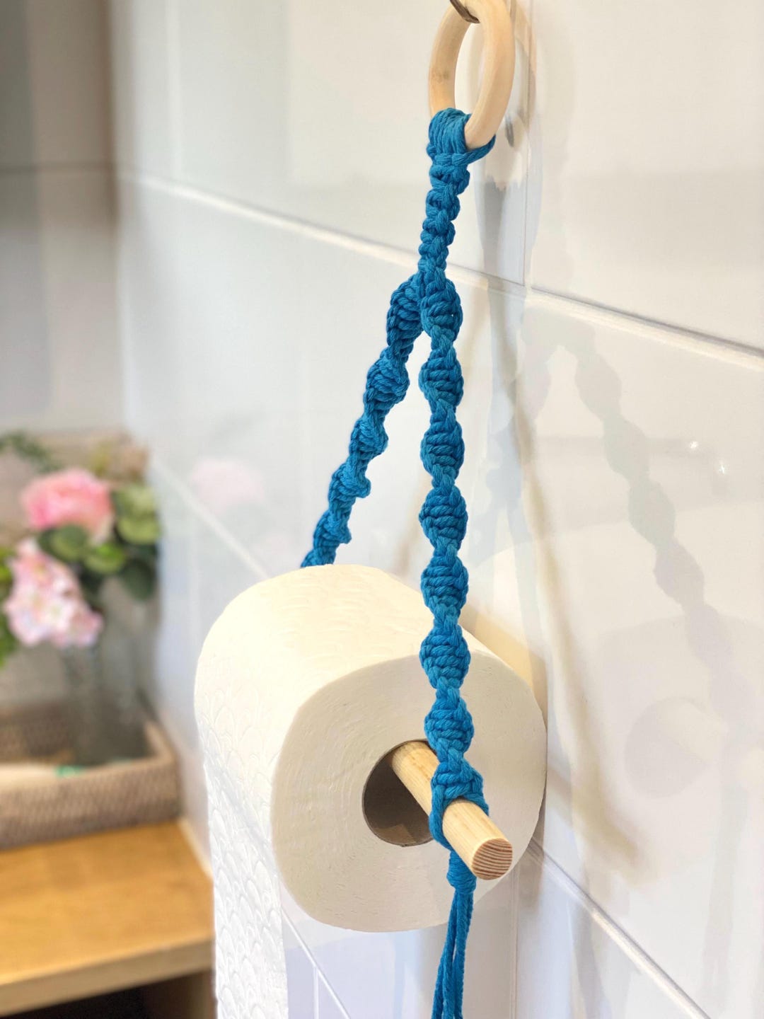 Decorative Wall Mounted Toilet Roll Holder, Wooden Hanging Toilet ...