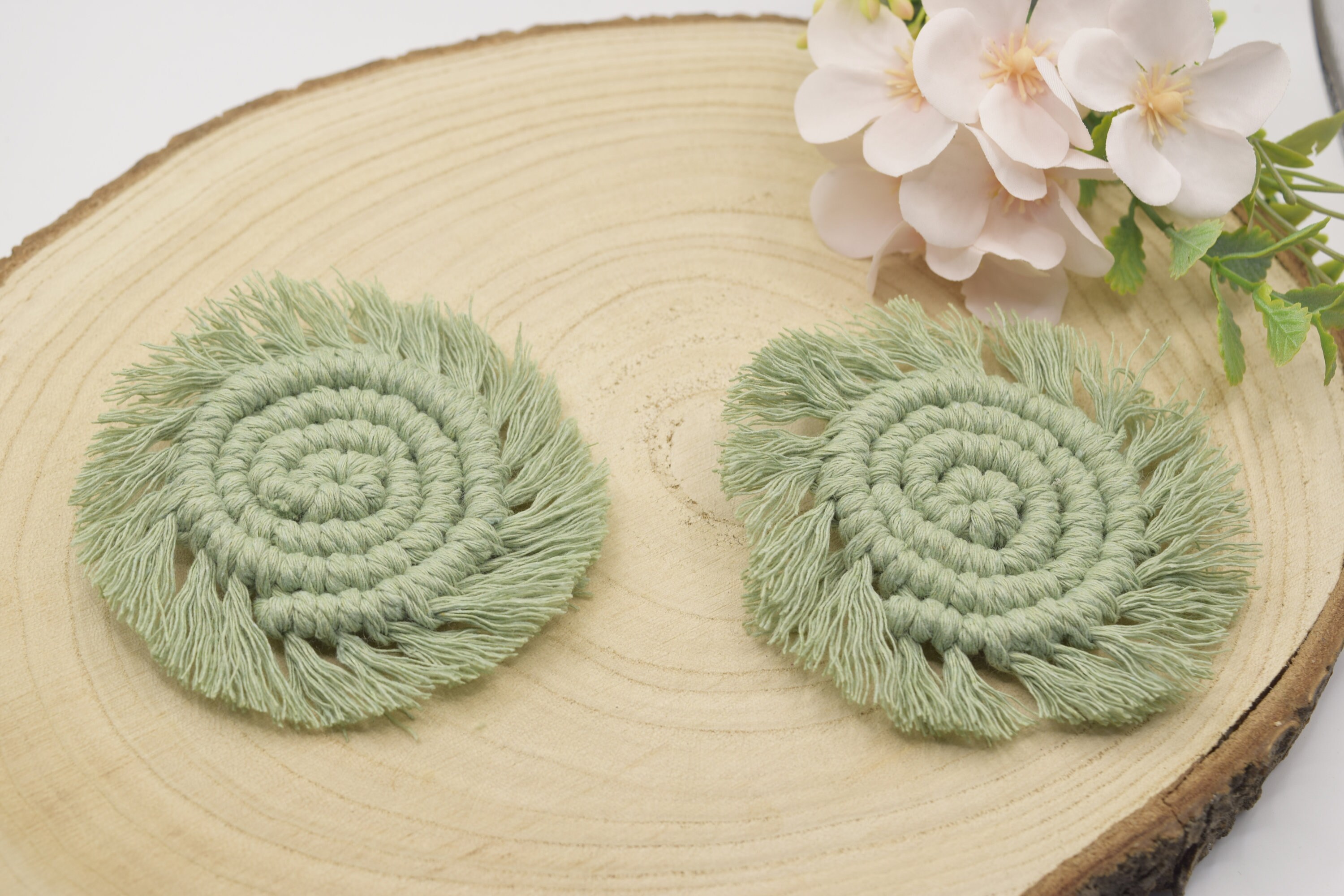 Macrame Car Coasters Set of 2 Sage Green Car Decorations - Etsy UK