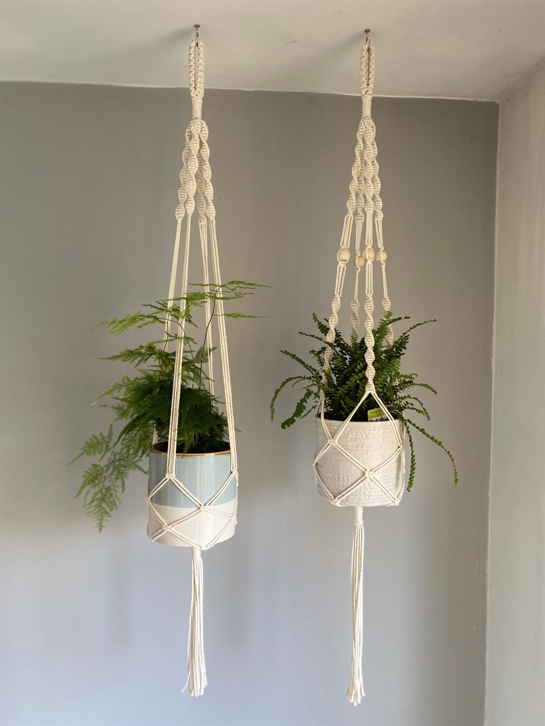 Macrame Ceiling Plant Hanger Indoor, Hanging Wall Planter, Macrame Wall ...