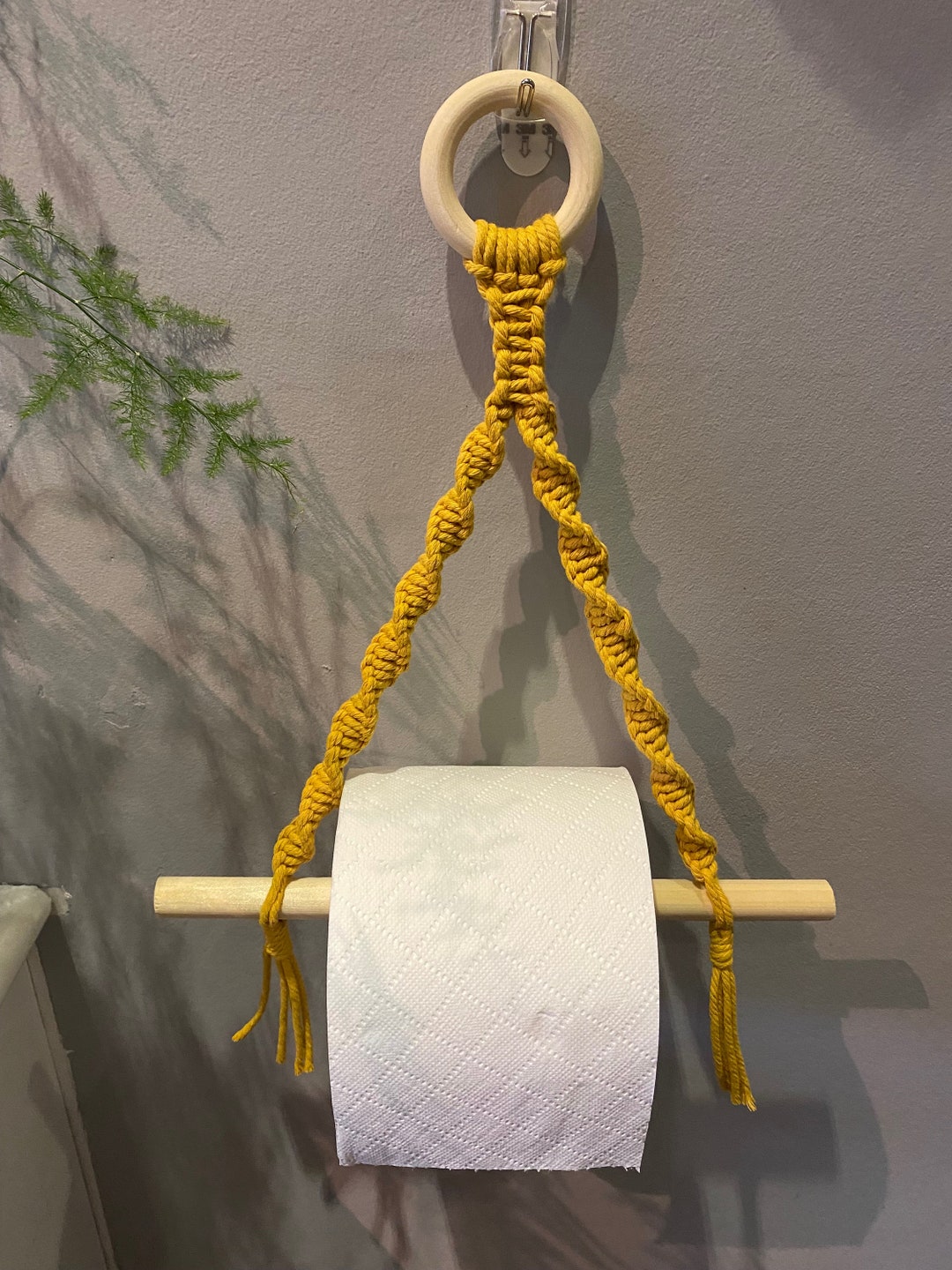 Rustic Macrame Hanging Toilet Roll Holder Boho Bathroom Decor - Etsy