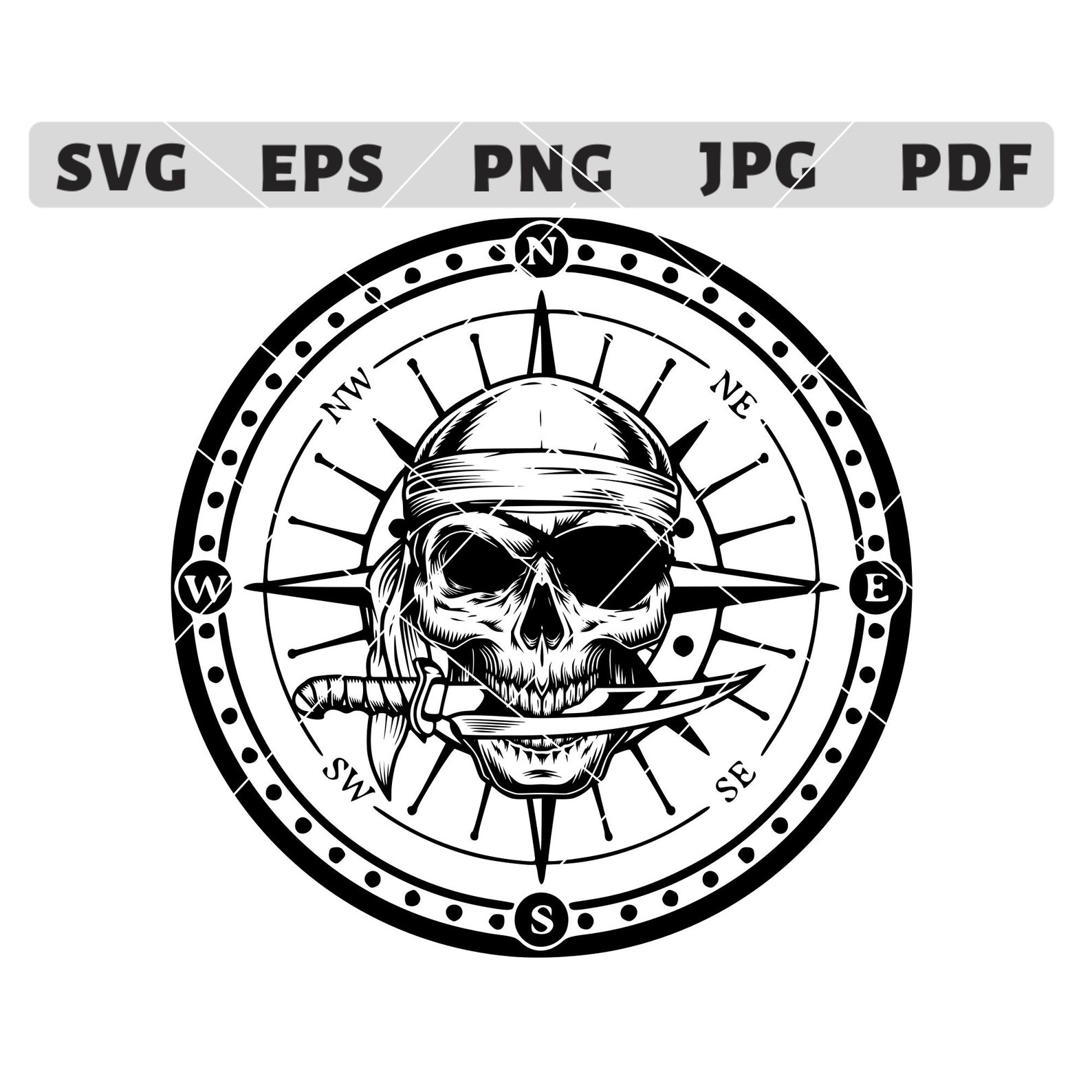 Pirate Compass Svg Skull Compass Svg Nautical Svg Skull Etsy Uk