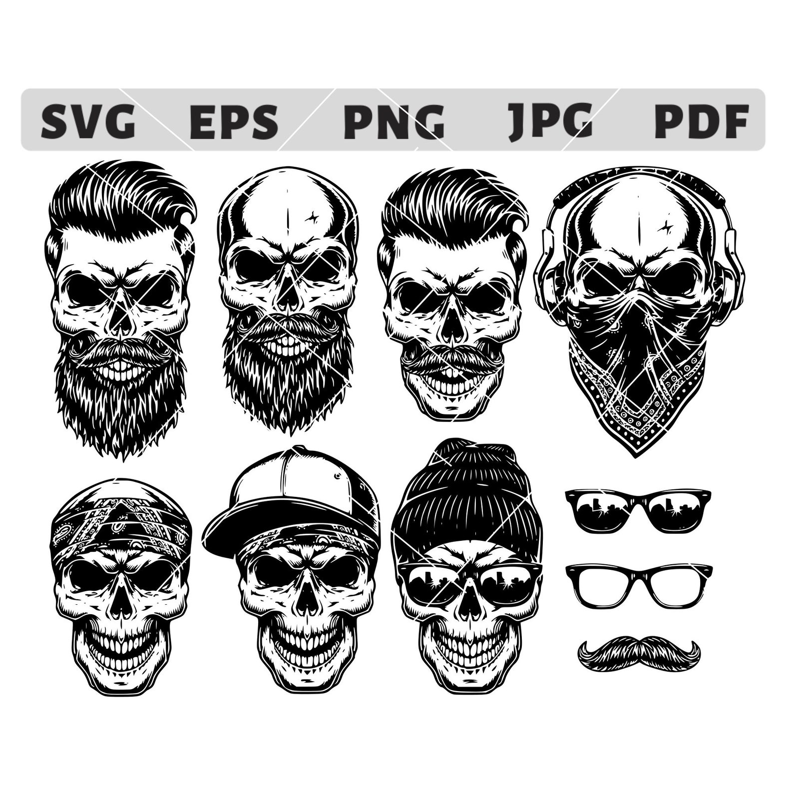 Totenkopf Svg Bärtchen Svg Totenkopf Svg Totenkopf Clipart - Etsy Schweiz