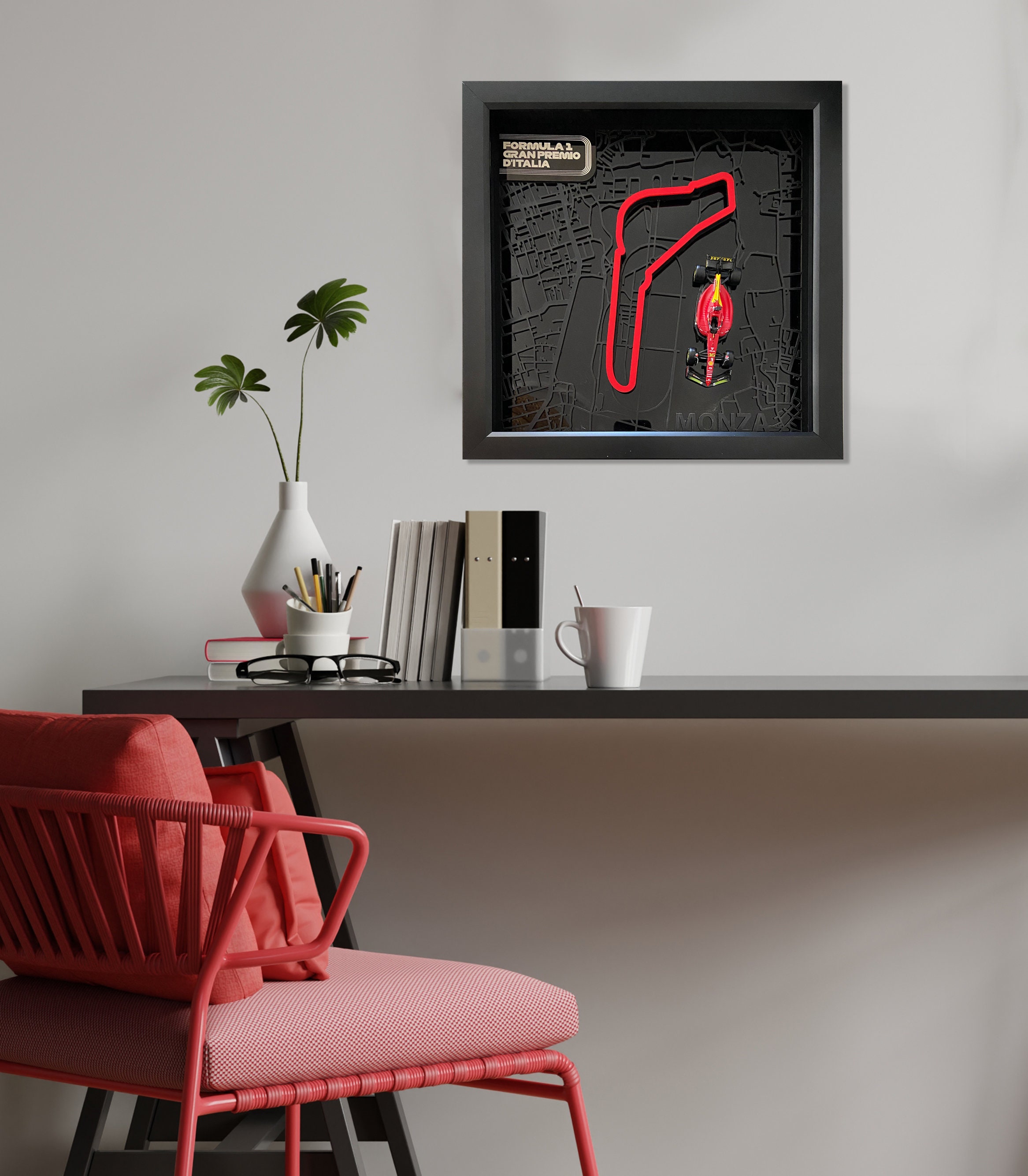 Monza Circuit Map and F1 Car, Frame - Etsy