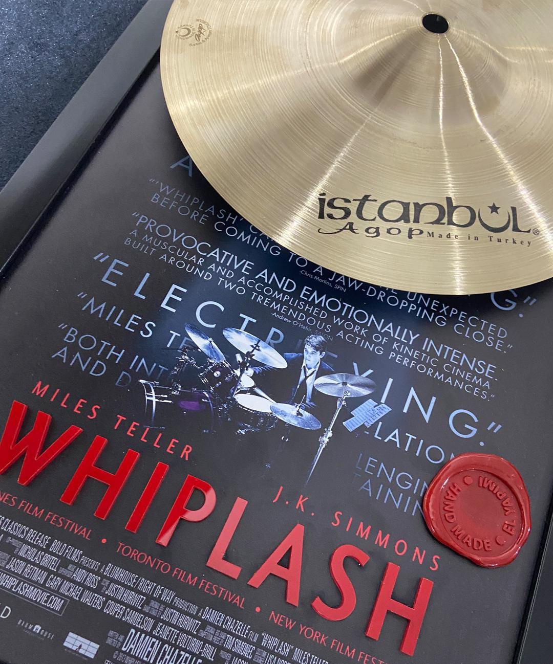 Handmade 'whiplash' Movie Poster With Licensed Cymbal & Black Frame - Etsy