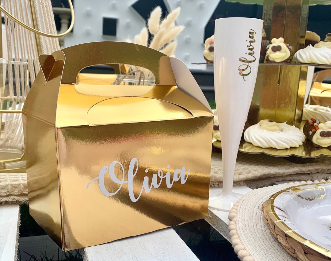 Personalised Gold Party Boxes | Bespoke Wedding, Birthday, Hen, Bridal ...