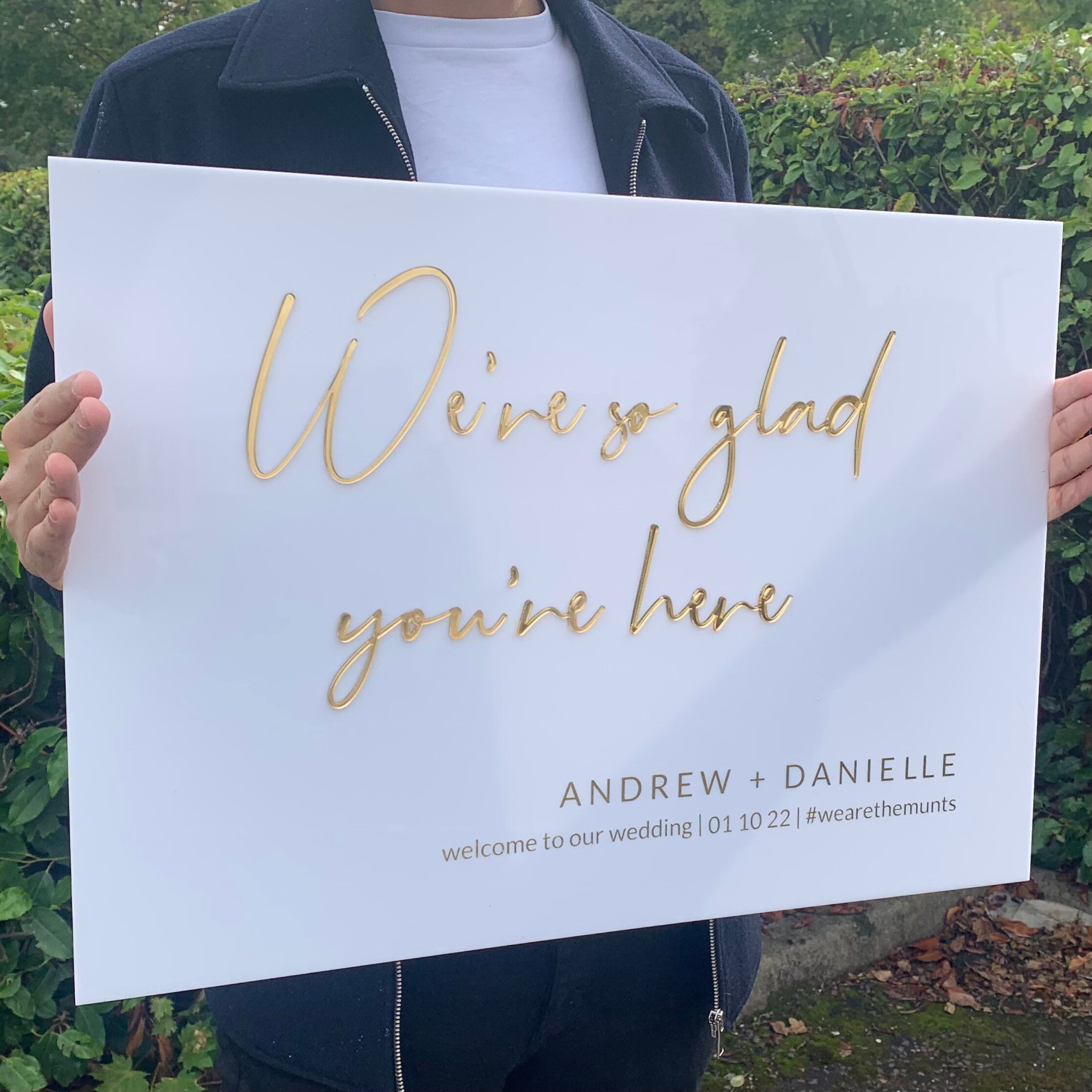 A2 Welcome Wedding Sign Bespoke Mirrored Acrylic Signage for - Etsy