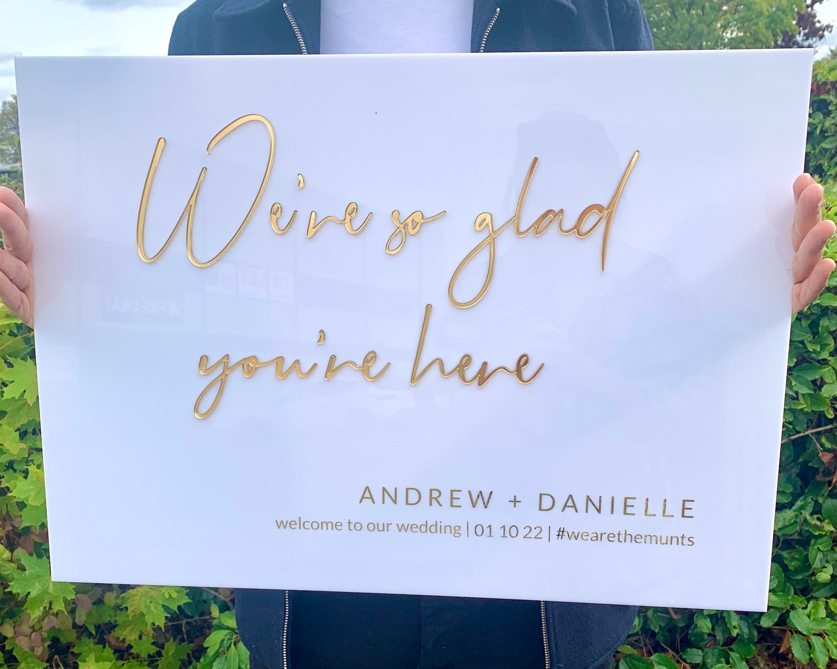 A2 Welcome Wedding Sign Bespoke Mirrored Acrylic Signage for - Etsy