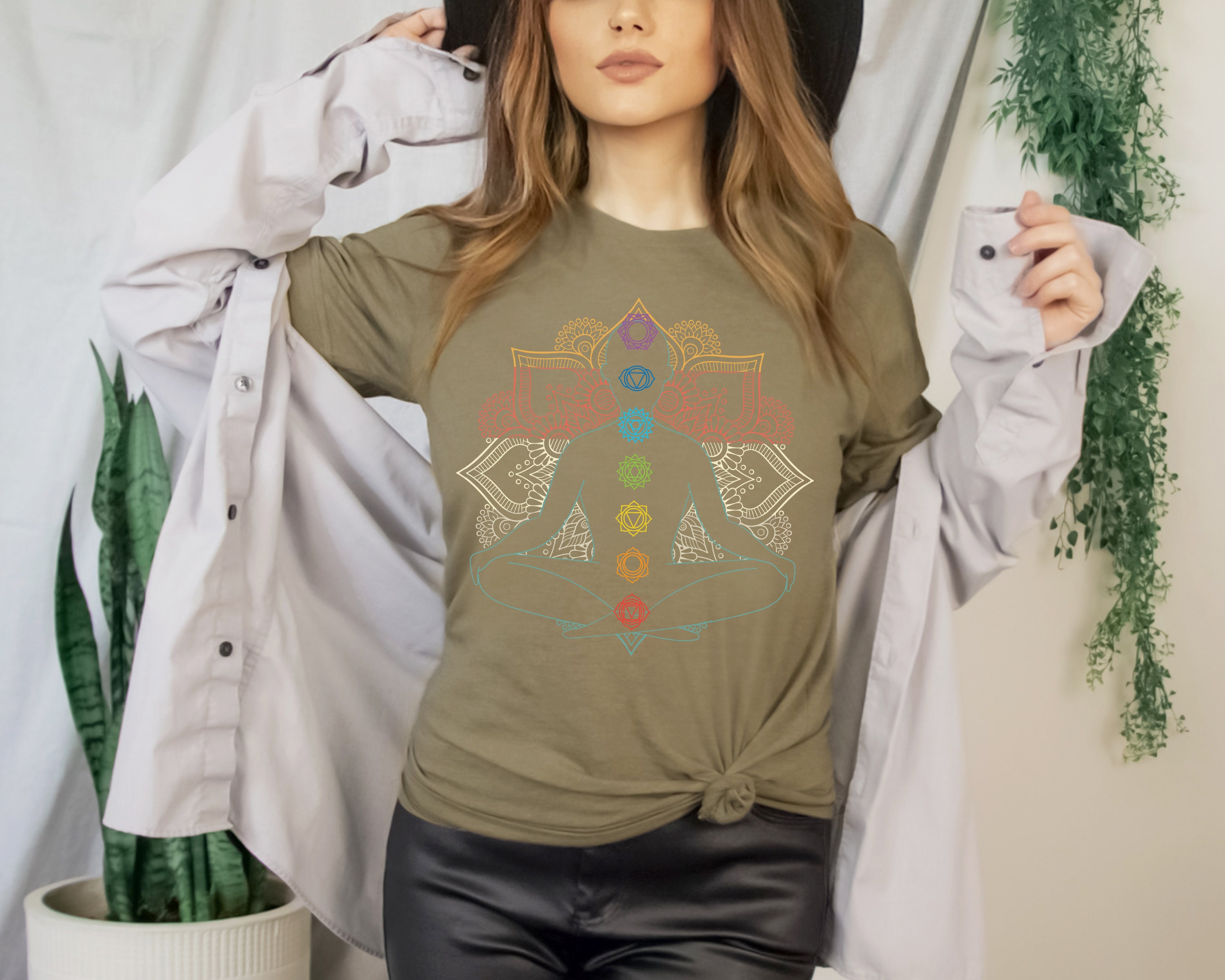 Chakras T-shirt, Chakra Body Mandala Shirts, Meditation Buddha Mandala ...