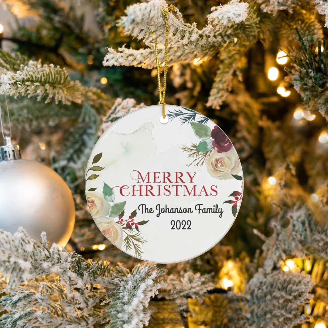 Merry Christmas Tree Ornament, Custom Family Christmas Gift ...