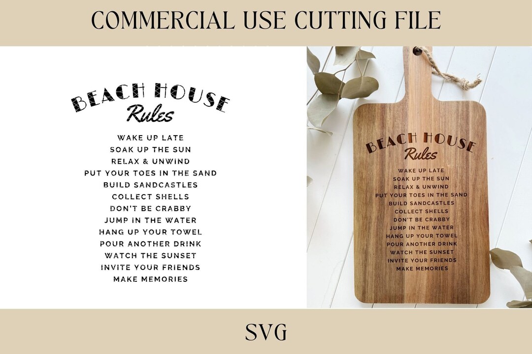 Beach House Rules Cutting Board Designs SVG | Key Tray SVG | Digital ...