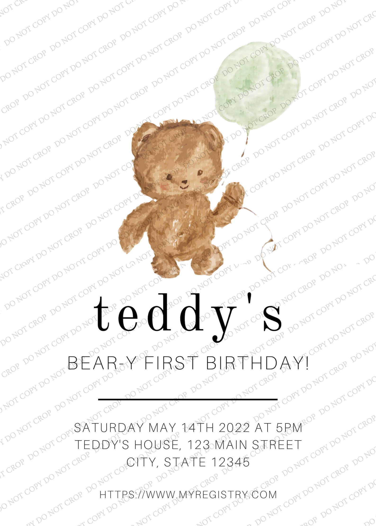 Teddy Bear Invitation | Editable Template Canva | 1st Birthday Party ...