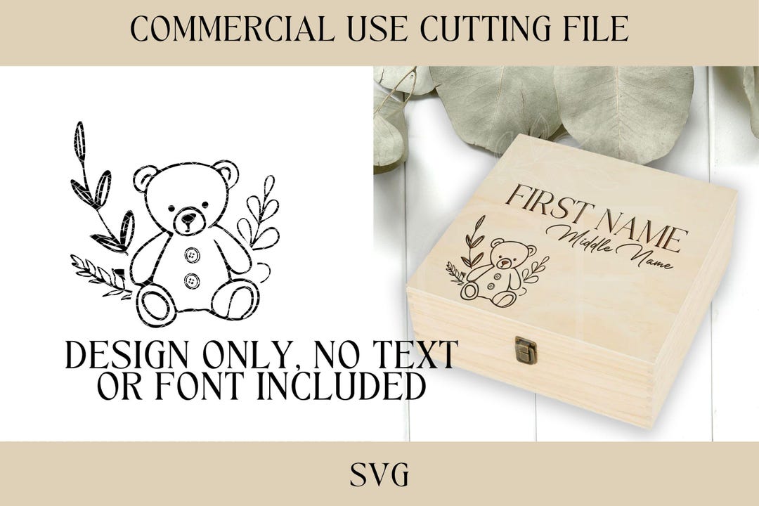 Baby Teddy Bear Design, Baby Memory Box SVG, Baby Sign, Digital ...