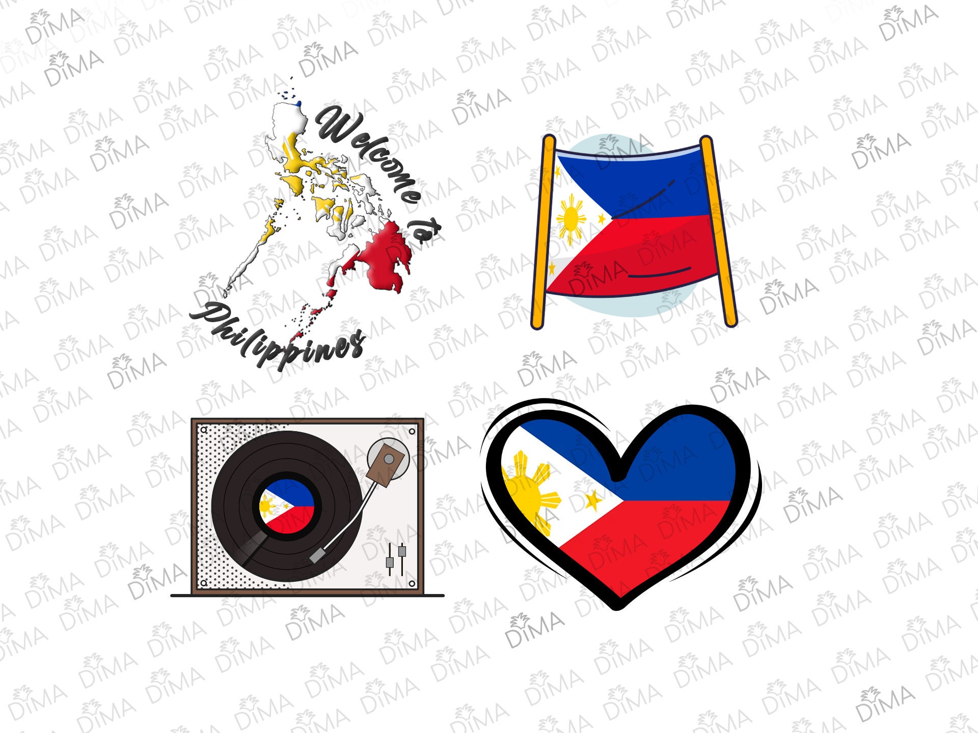 Philippines Flag and Sun Bundle (8), Philippines National Country ...