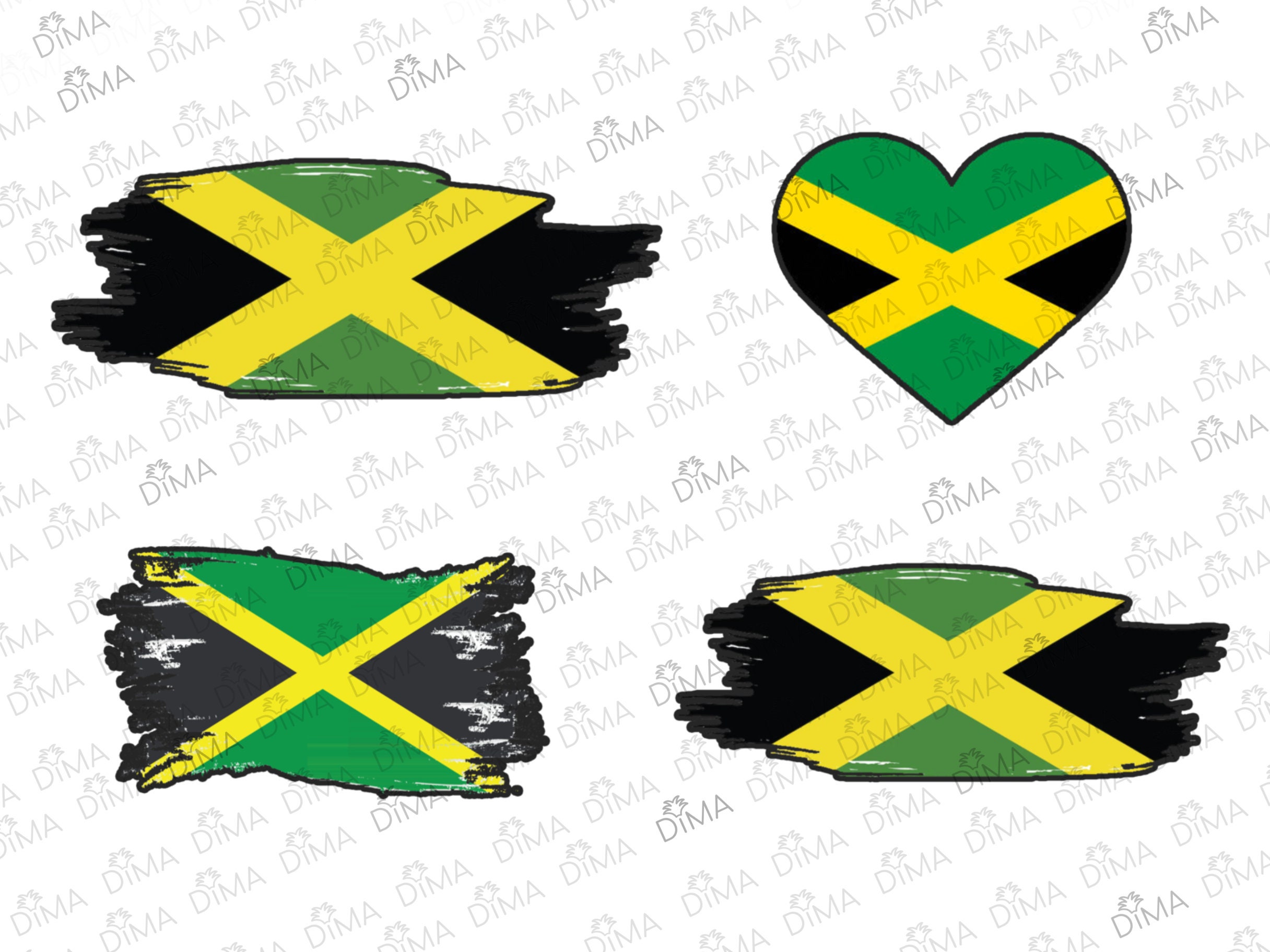Jamaica Flag Bundle (8), Jamaica National Country Banner, Gold Saltire ...