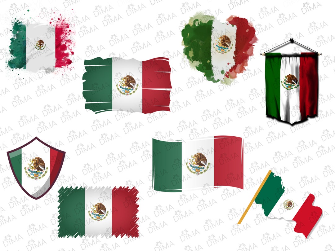 Mexico Flag Clipart Bundle: National Banner, SVG DXF PNG (digital ...