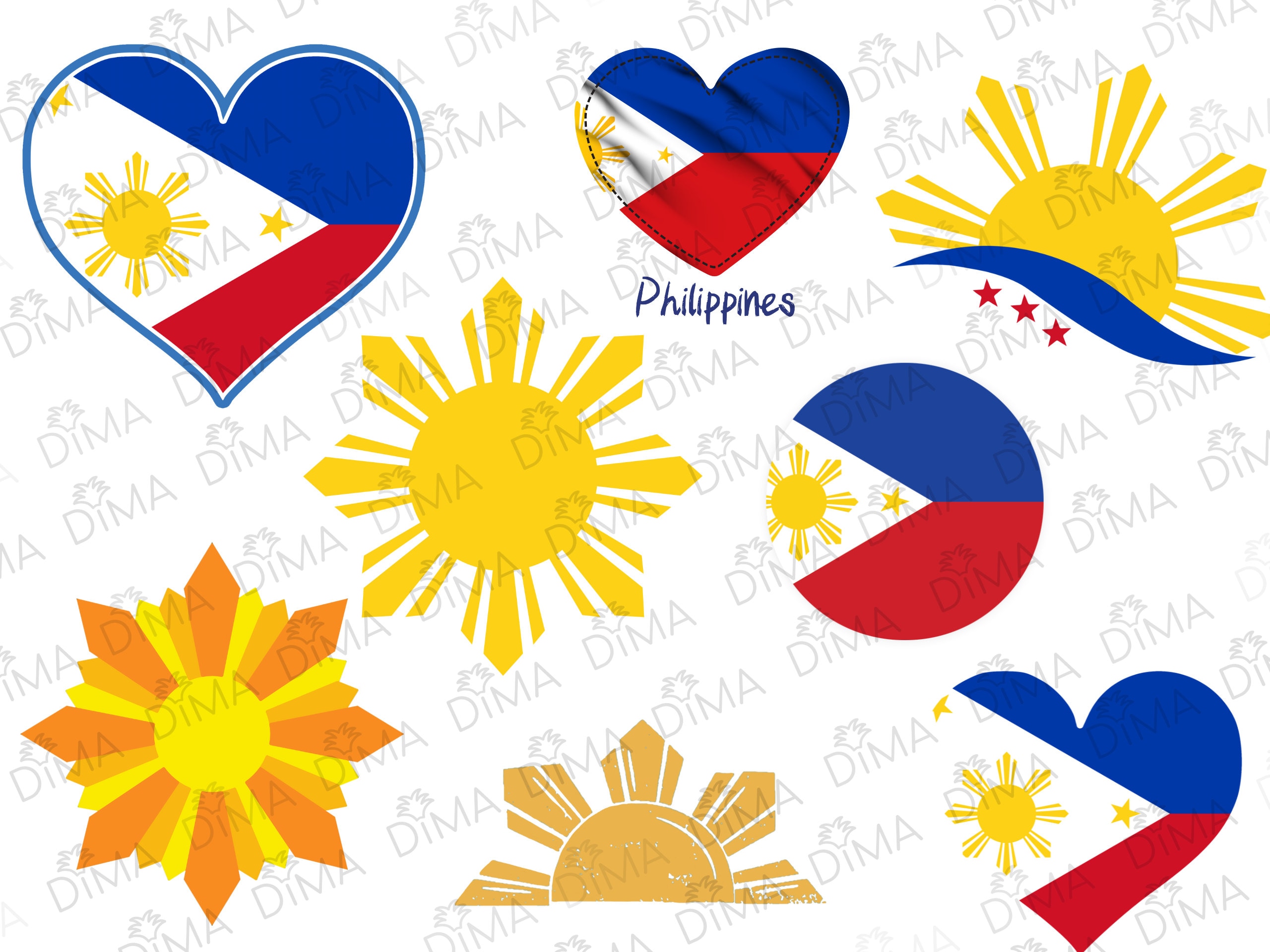 Philippines Flag & Sun Art Bundle: Filipino Banner (SVG, PNG) - Etsy