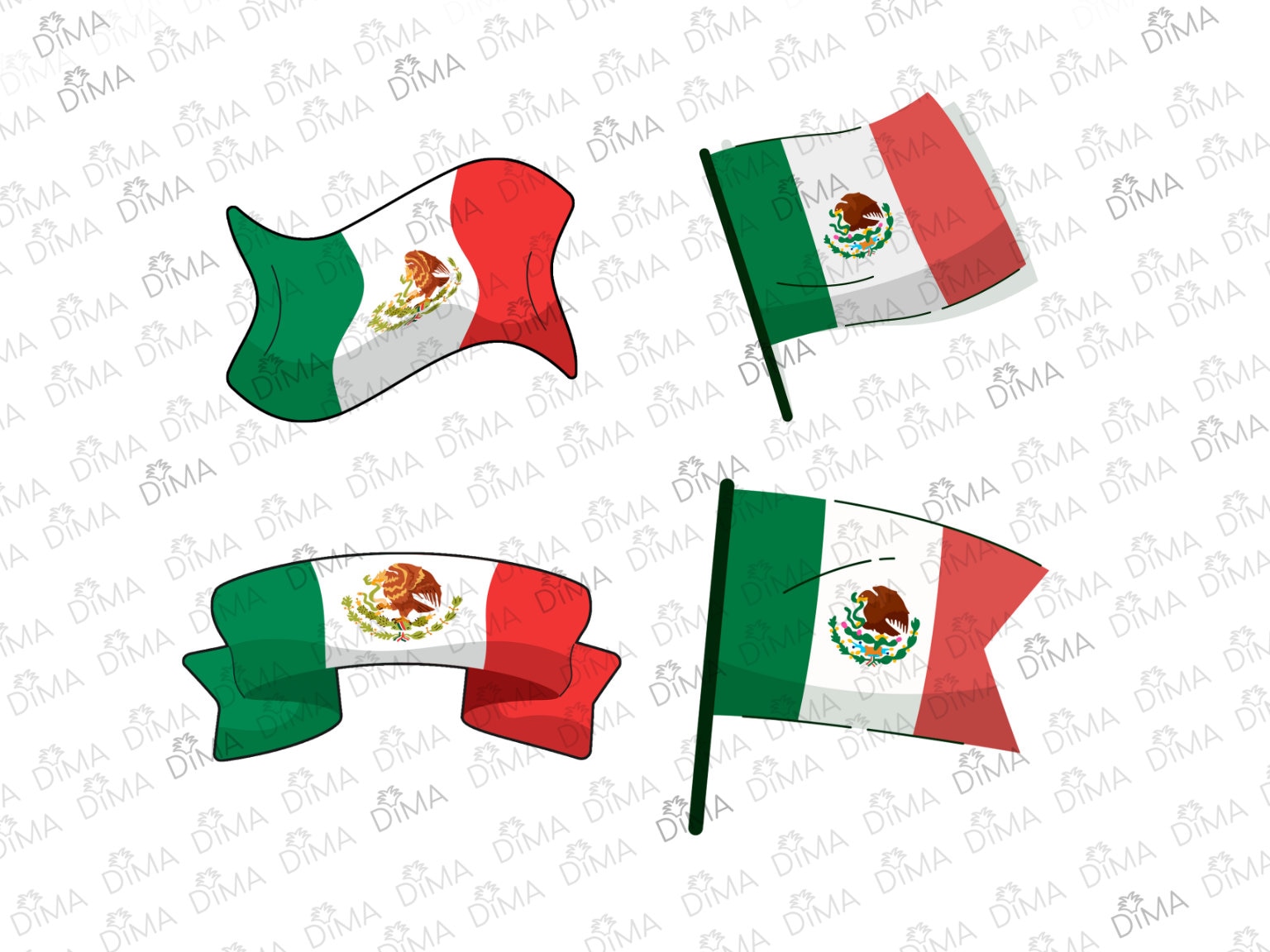 Mexico Flag Bundle: National Banner, SVG DXF PNG (digital Download) - Etsy