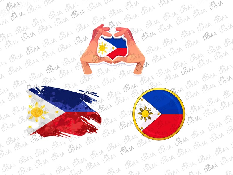 Philippines Flag Bundle: Filipino Sun, Flower, Heart (SVG PNG DXF ...