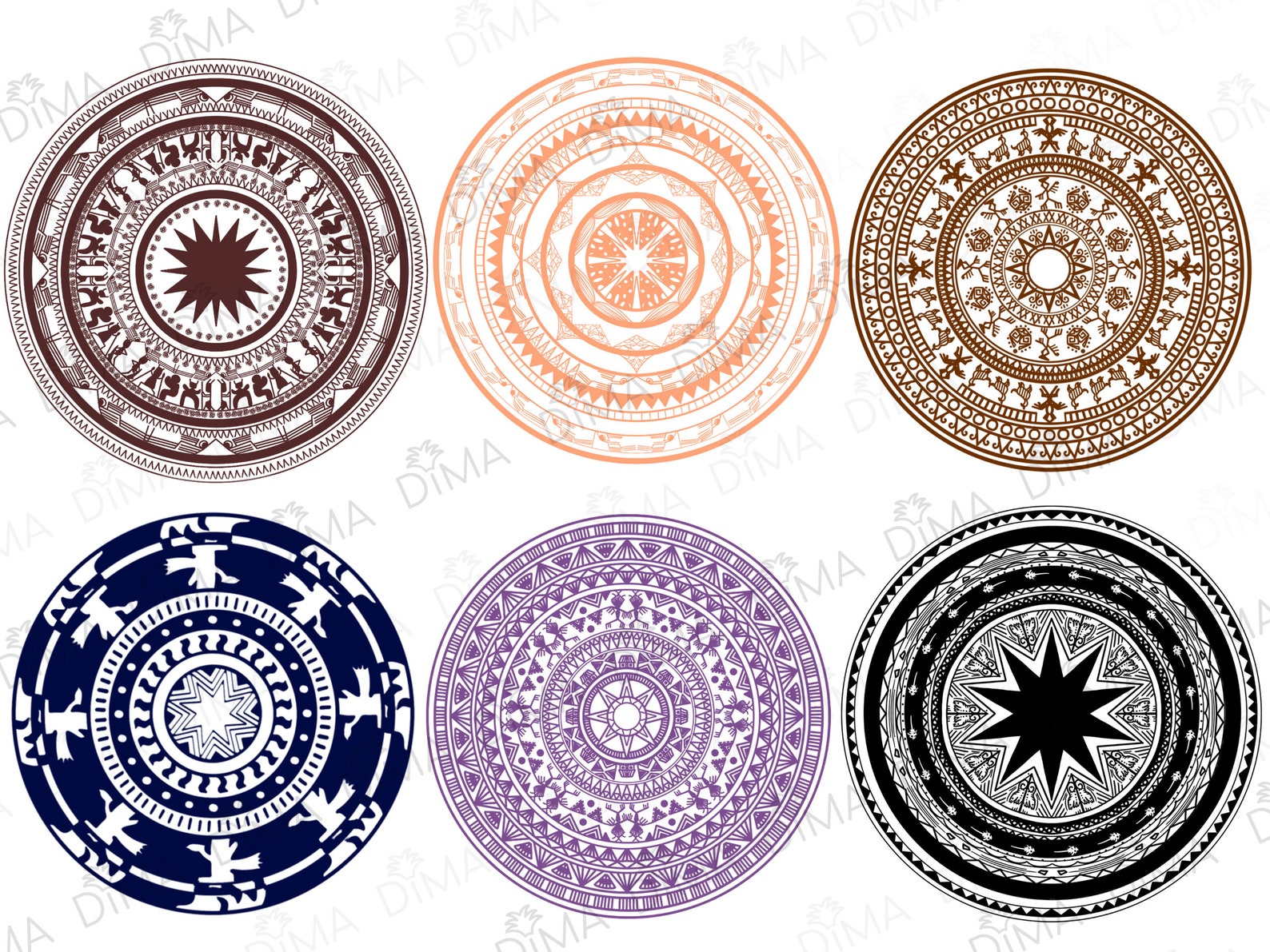 Bronze Drum Circle Design Pattern Bundle (SVG PNG DXF) (digital ...