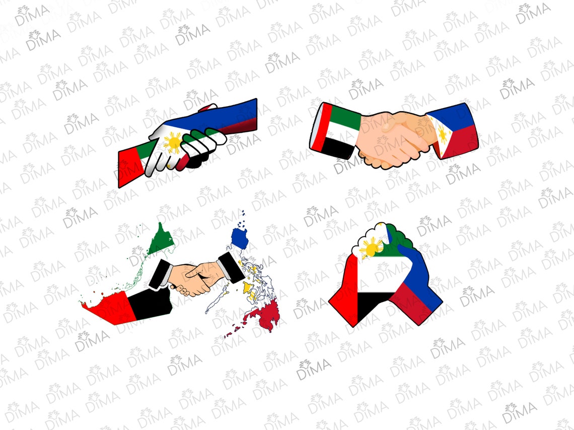 Philippines and United Arab Emirates Flag (8), UAE, Dubai, Handshake ...