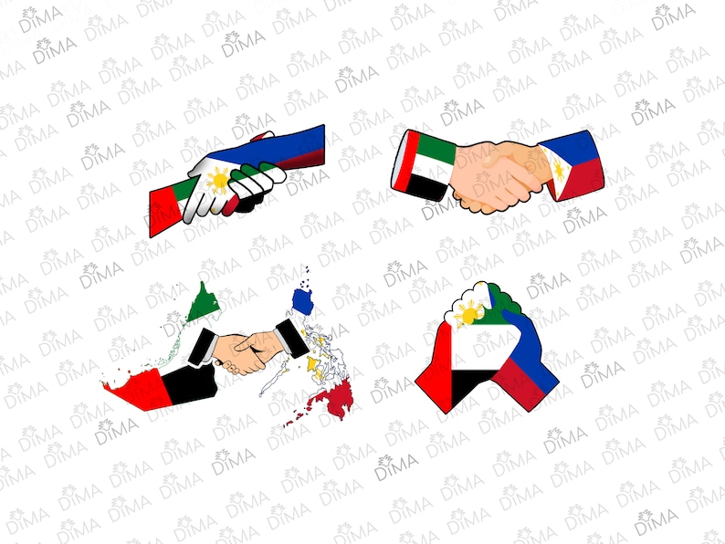 Philippines and United Arab Emirates Flag (8), UAE, Dubai, Handshake ...