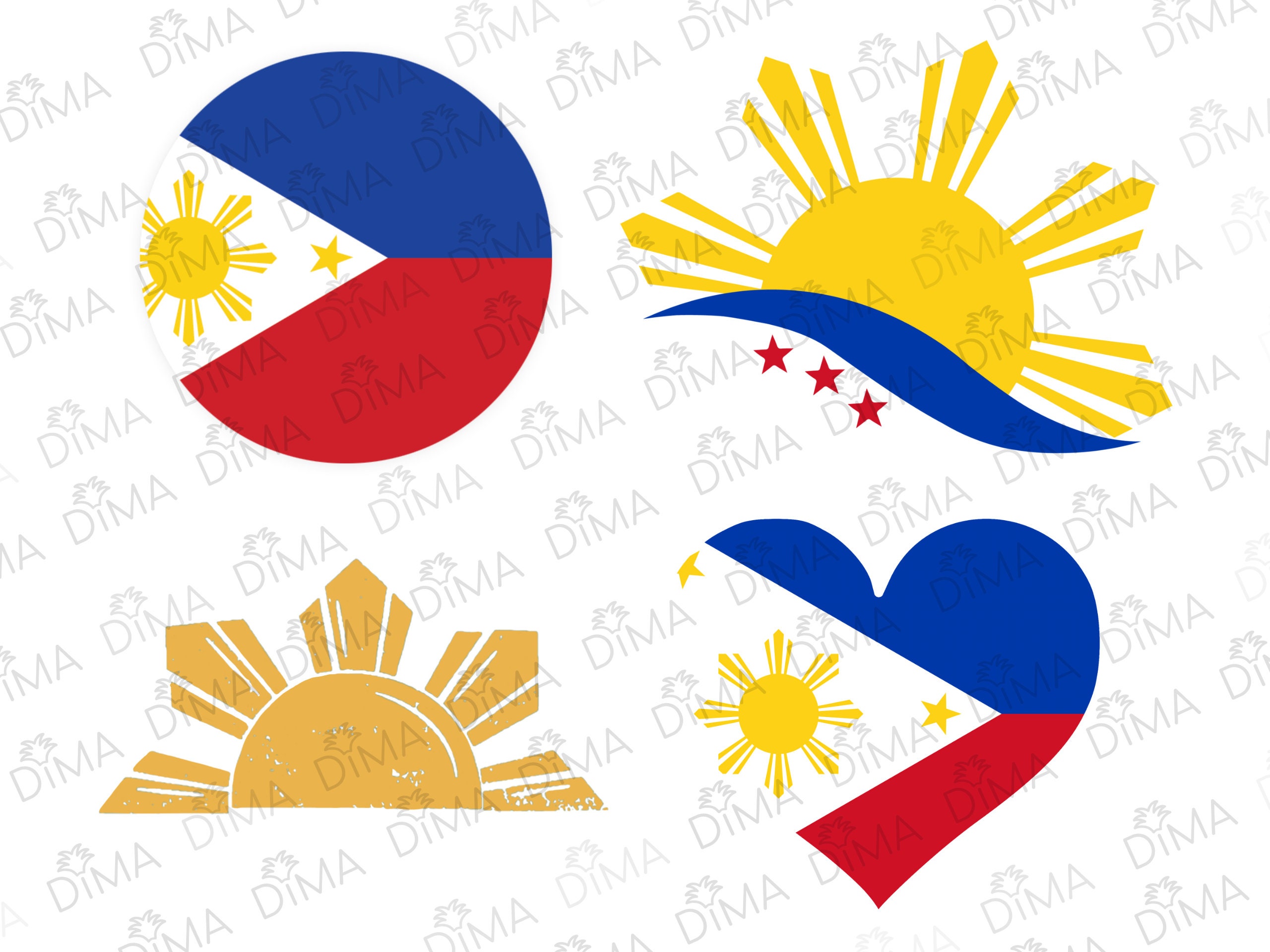 Philippines Flag and Sun Bundle (8), Philippines National Country ...