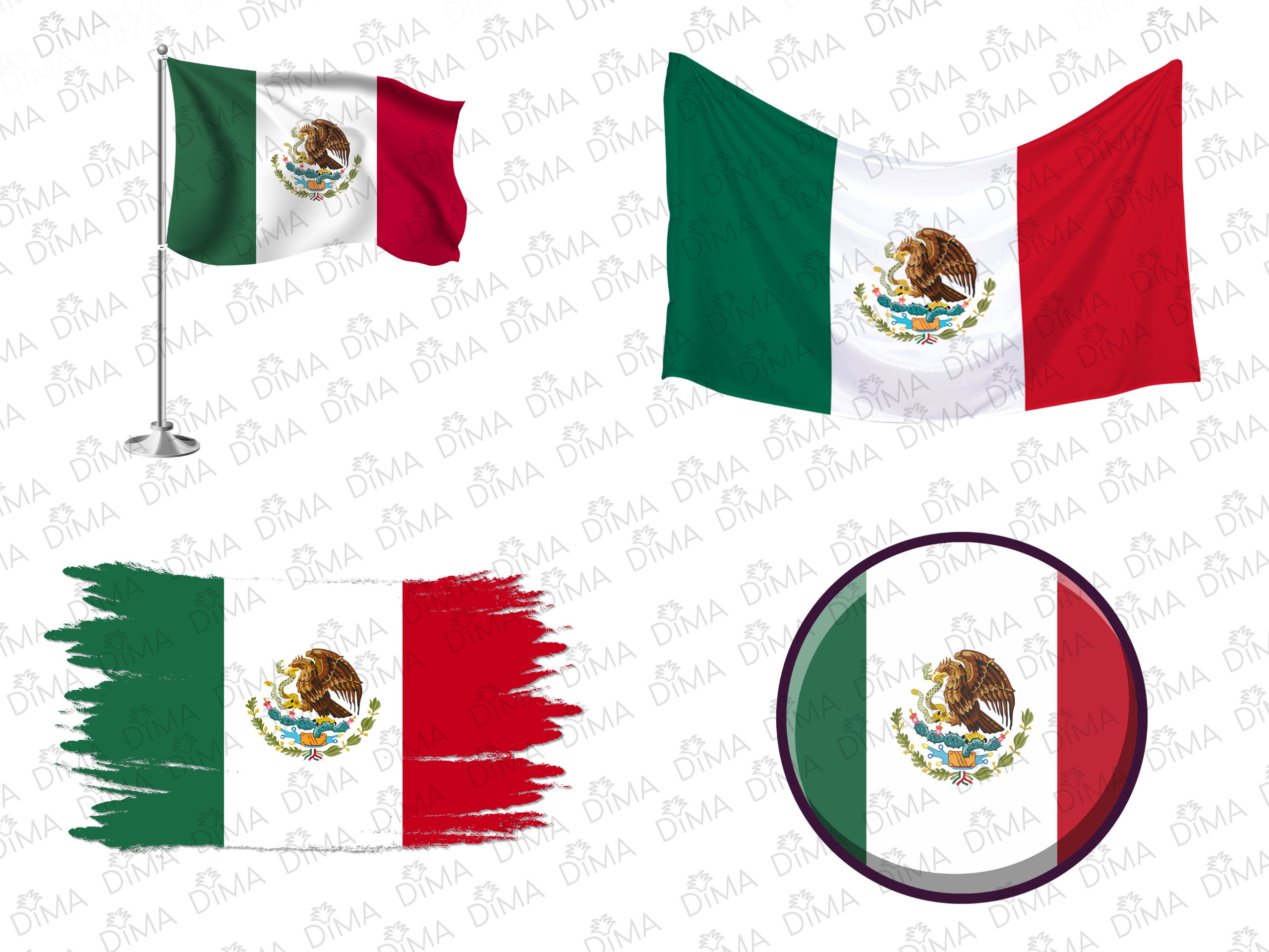 Mexico Flag Bundle: National Banner, SVG DXF PNG (digital Download) - Etsy