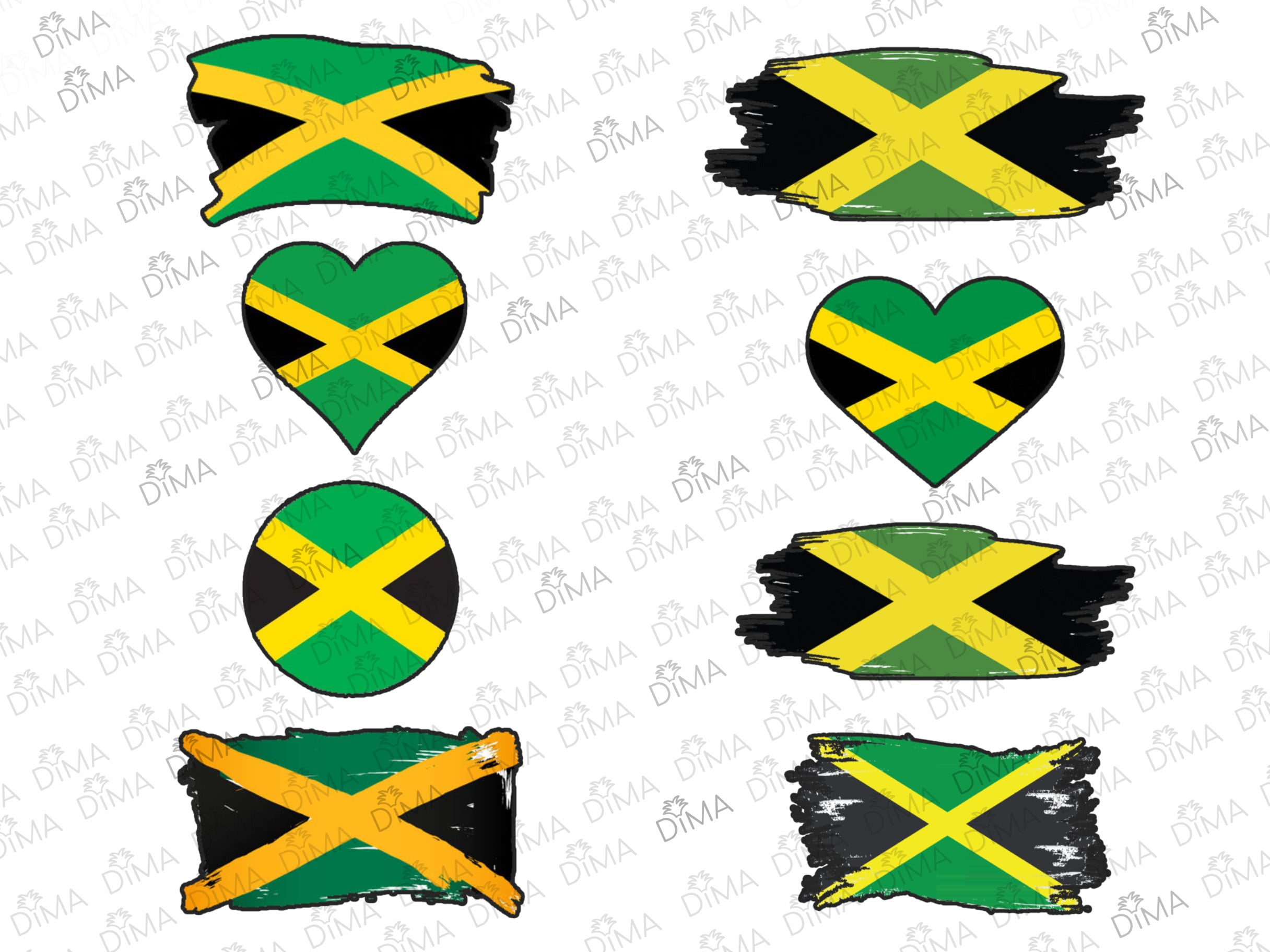 Jamaica Flag Bundle (8), Jamaica National Country Banner, Gold Saltire ...