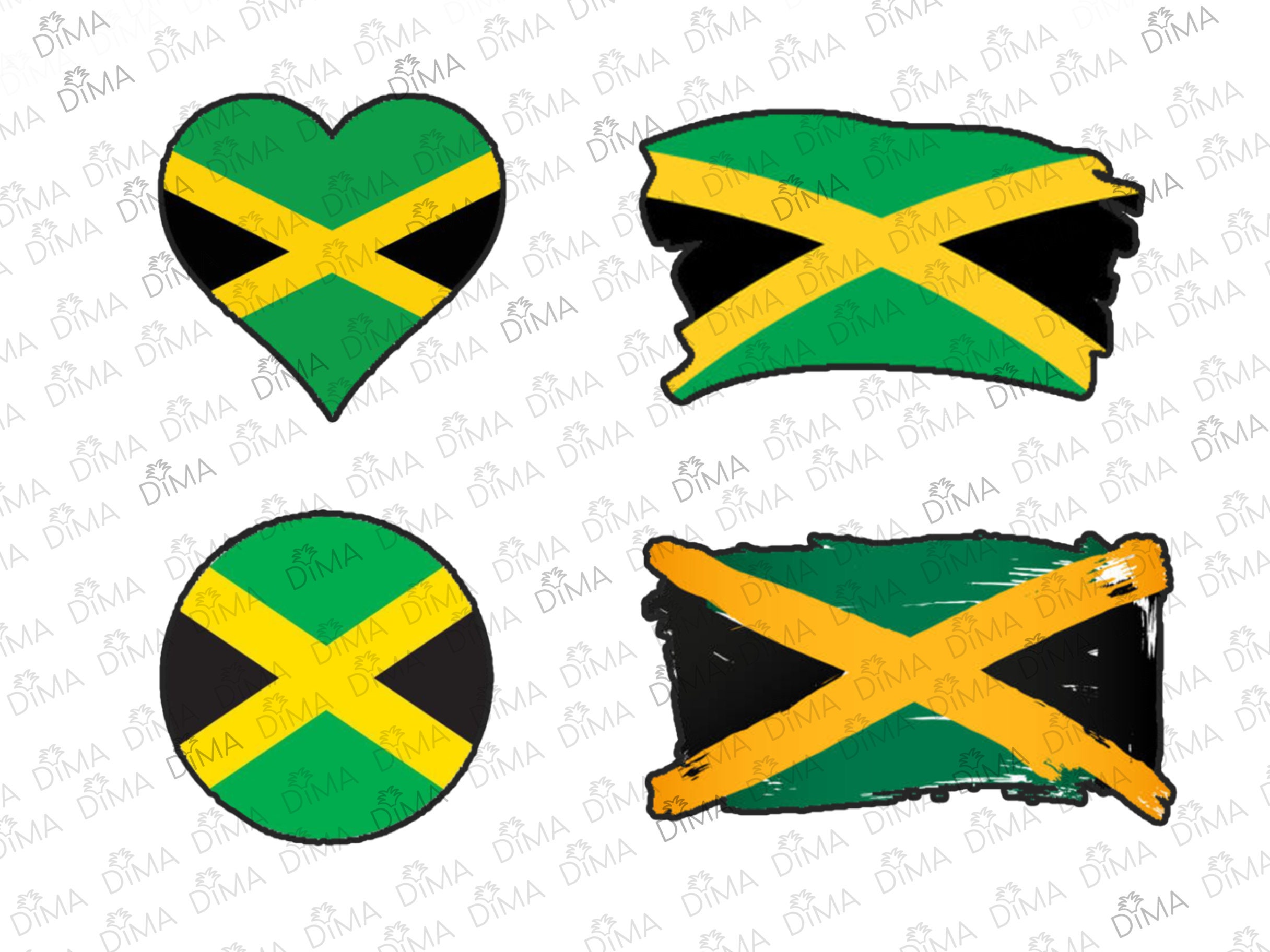 Jamaica Flag Bundle (8), Jamaica National Country Banner, Gold Saltire ...