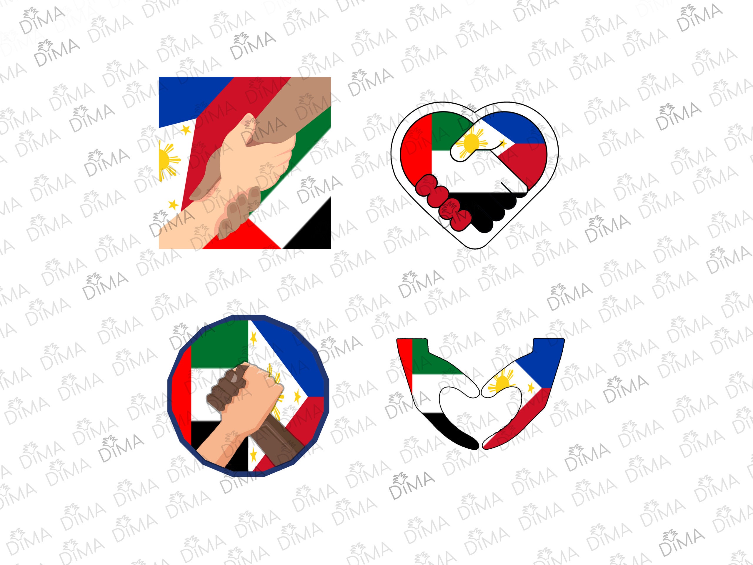 Philippines and United Arab Emirates Flag (8), UAE, Dubai, Handshake ...