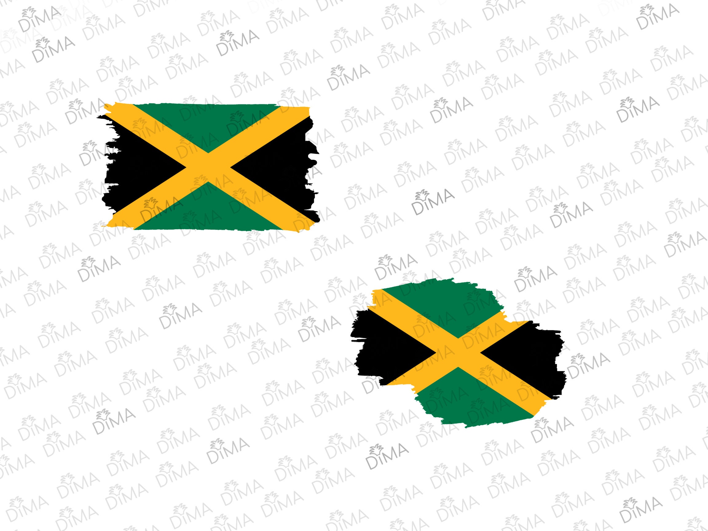 Broken Jamaica Flag Bundle (5), Jamaica National Country Banner, Gold ...