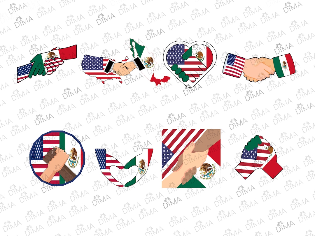 USA and Mexico Flag (8), United States of America, America, Handshake ...