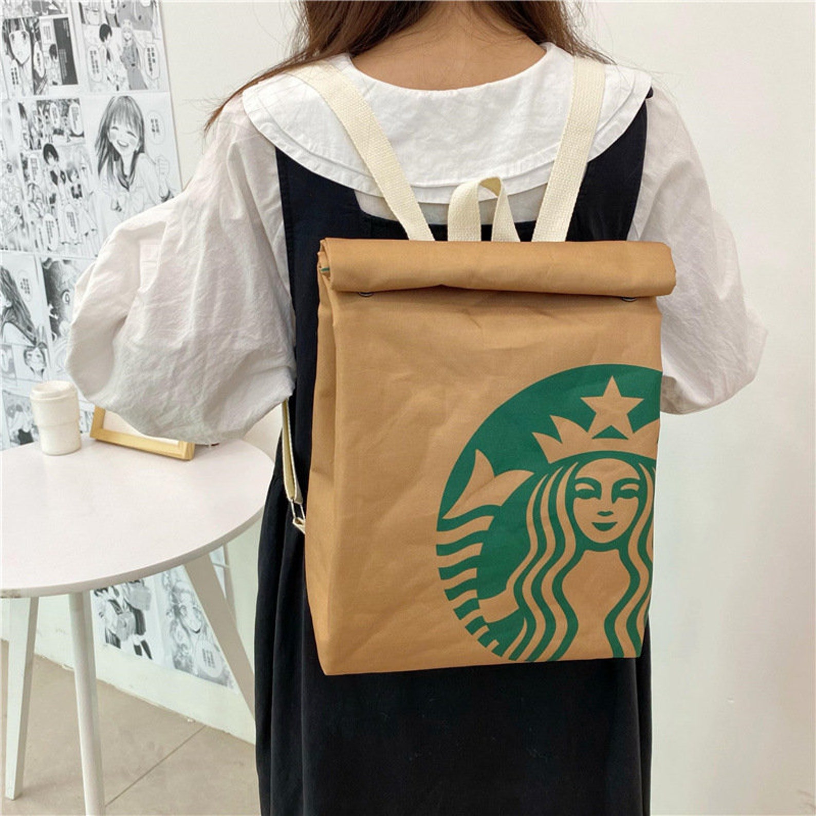 Starbucks Style Backpack Starbucks Style Hanging Bag Simple - Etsy