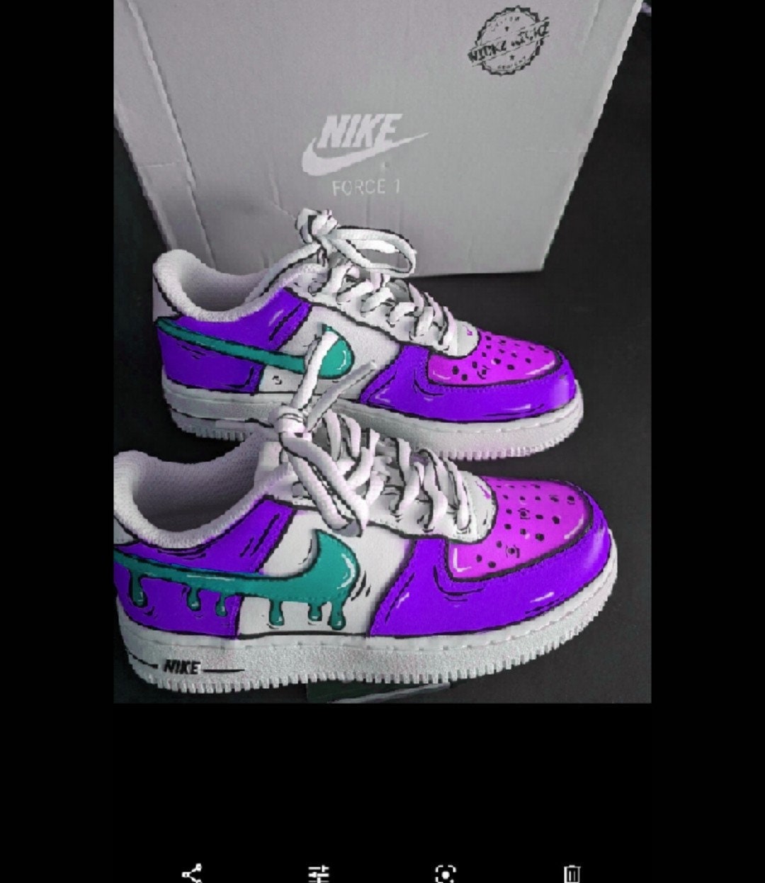 Custom Air Force 1 Cartoon Drip Purple, Pink, Lilac, Turquoise. Customised - Etsy UK