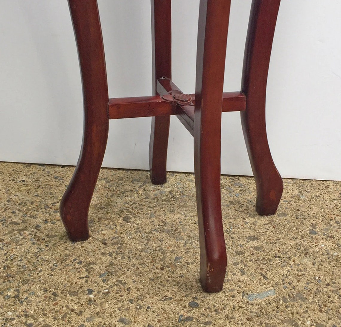Elegant Hand-carved Vintage Wood Stand With Inset Marble Top. - Etsy