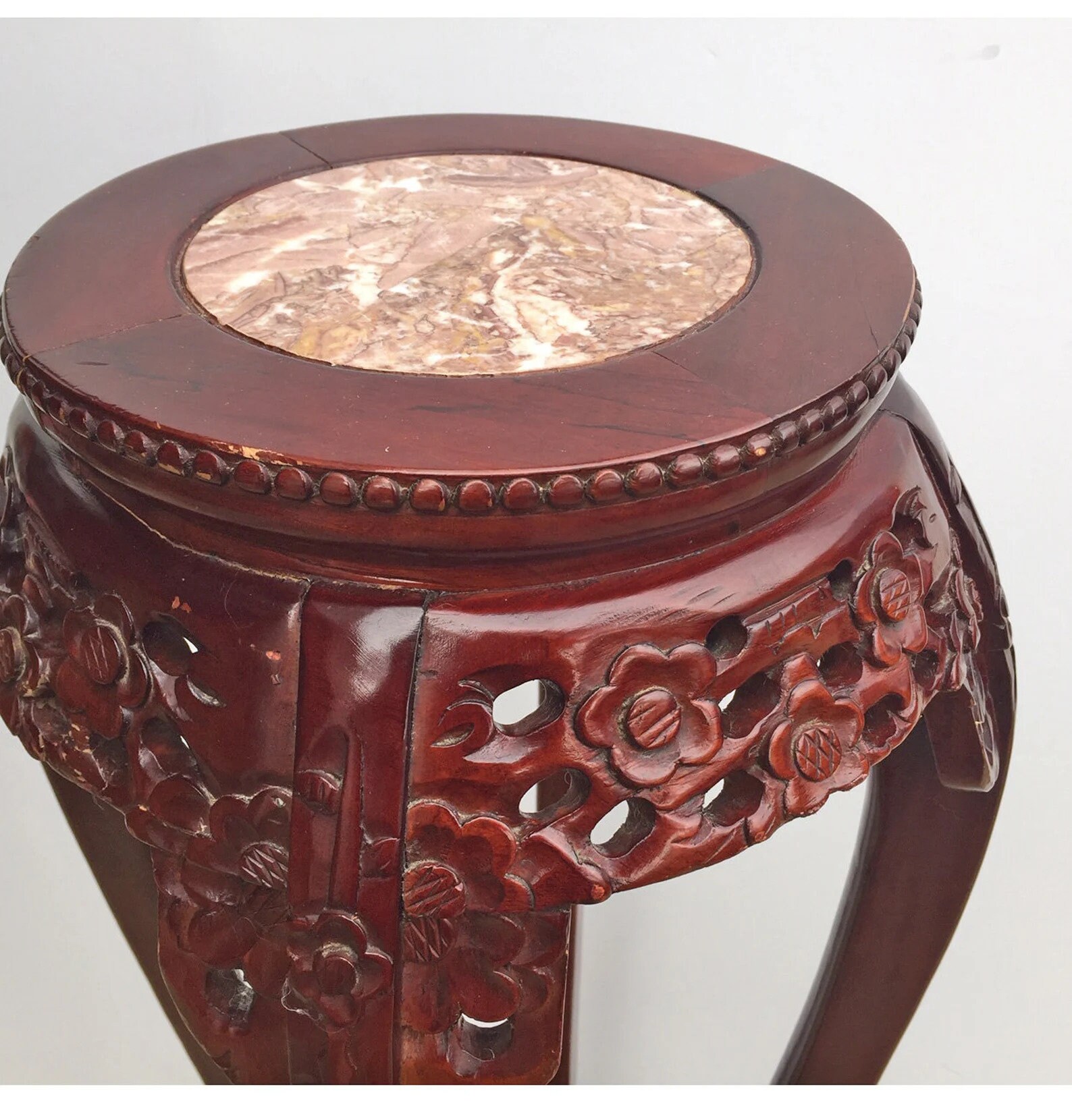 Elegant Hand-carved Vintage Wood Stand With Inset Marble Top. - Etsy