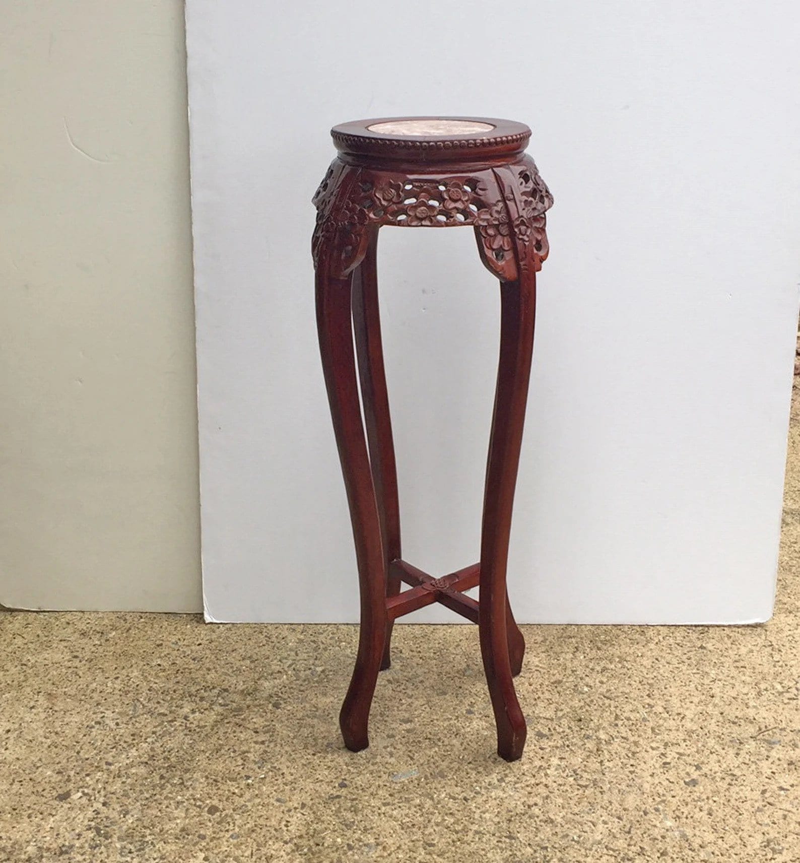 Elegant Hand-carved Vintage Wood Stand With Inset Marble Top. - Etsy