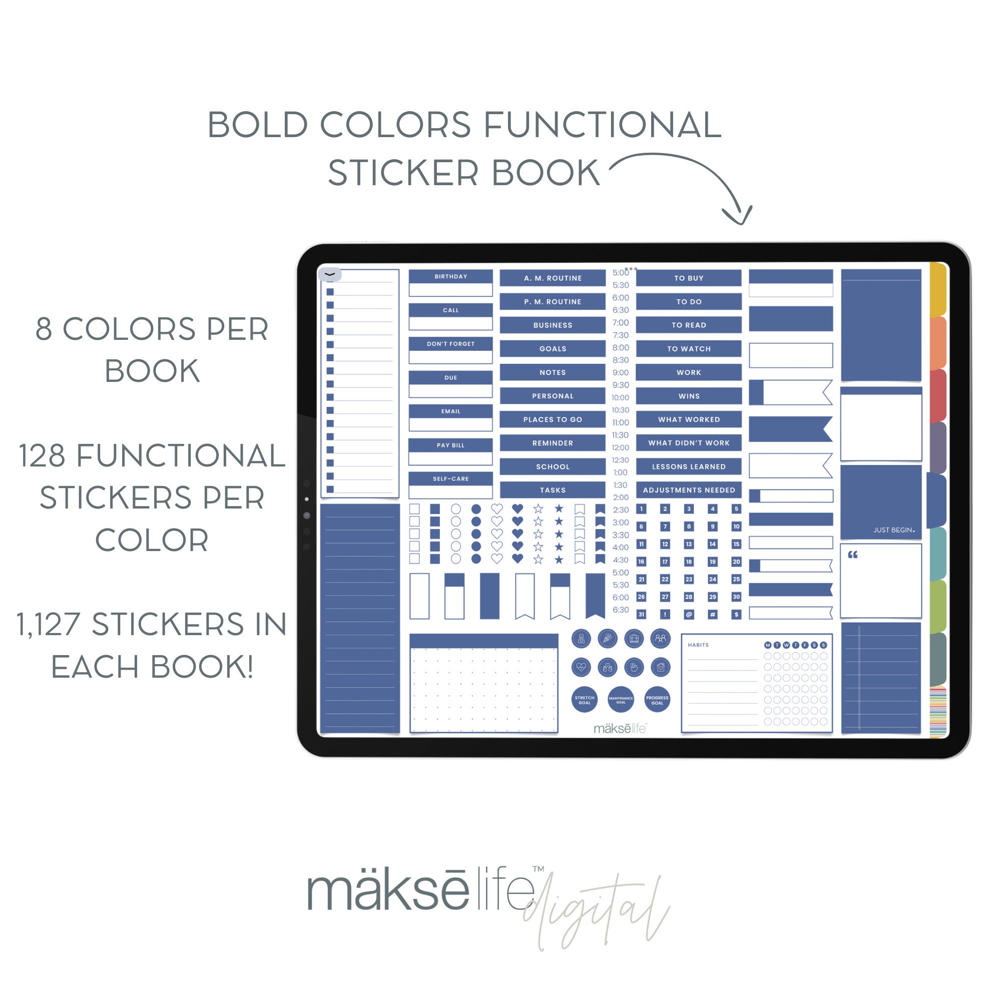 Mäksēlife Digital Functional Sticker Book Bundle (goodnotes Compatible ...