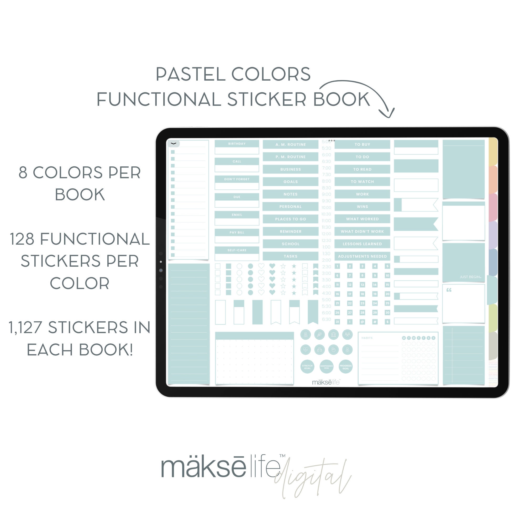 Mäksēlife Digital Functional Sticker Book Bundle (goodnotes Compatible ...