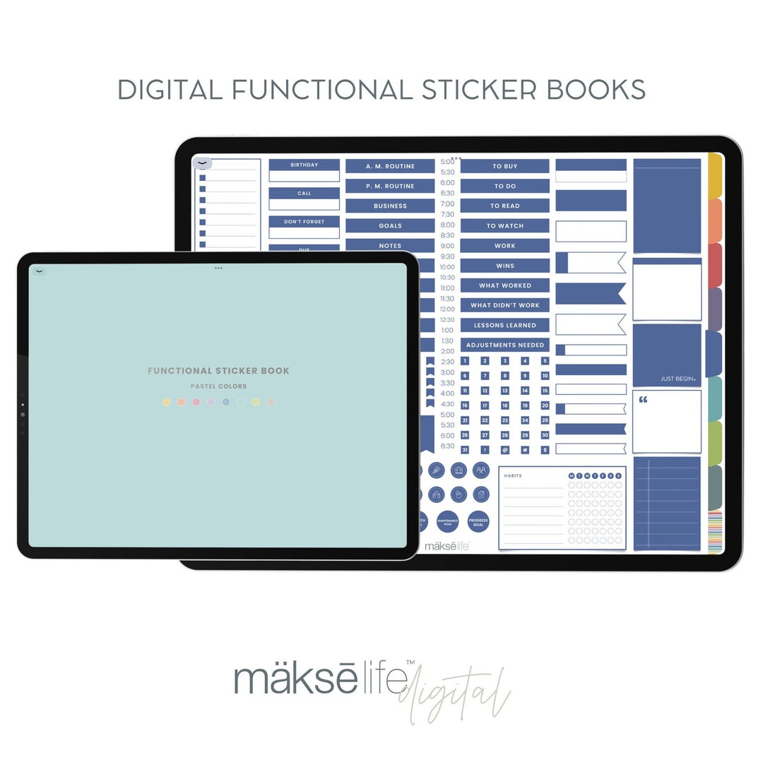 Mäksēlife Digital Functional Sticker Book Bundle (goodnotes Compatible ...