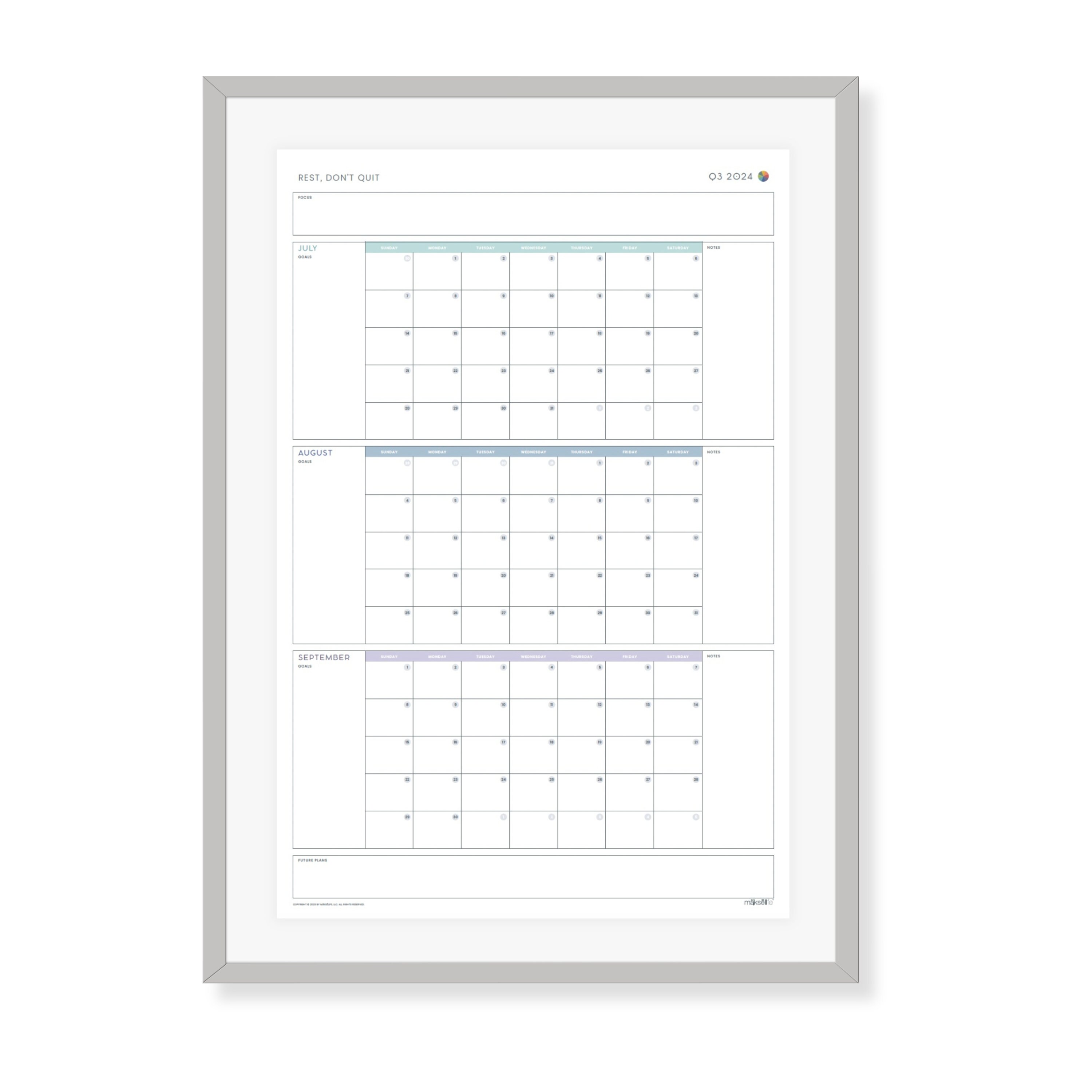 2024 Printable Quarterly Wall Calendar Posters - Etsy