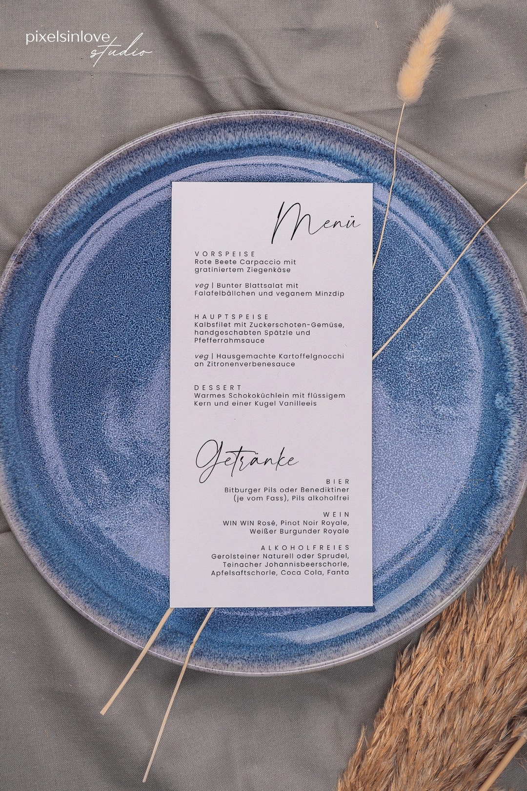 SARABI Menu Card and Drinks Menu as a Set, DIY Personalizable, Menu ...