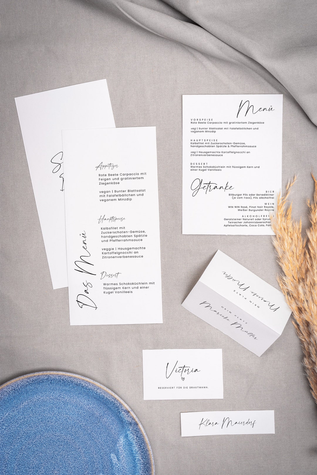 SARABI Table Decoration Set, Menu Card, Wine and Drinks, Personalizable ...